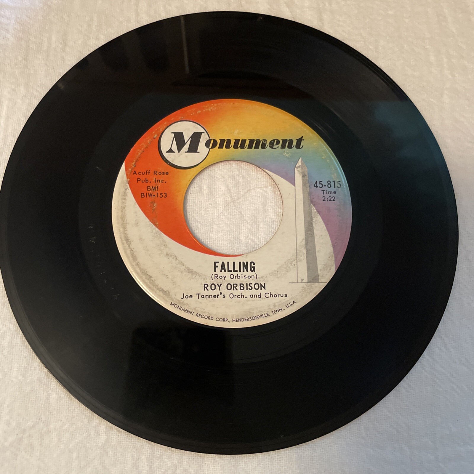 Roy Orbison Falling/Distant Drums 45 RPM Monument Records 1963 | eBay