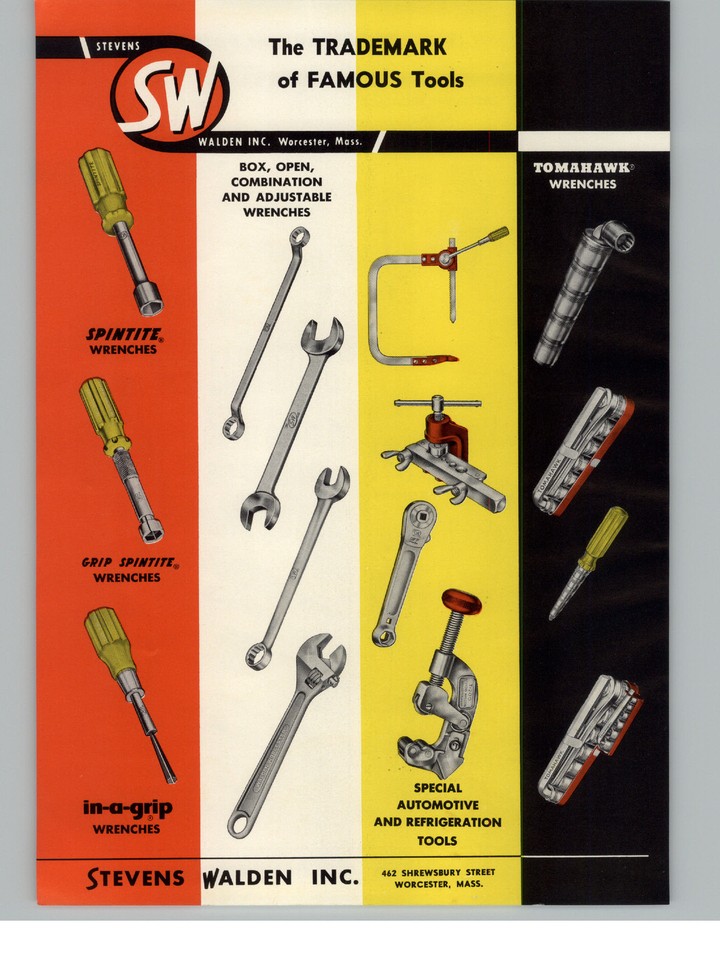 1959 PAPER AD SW Stevens Walden Inc Tools Wrench Wrenches Ratchet ...
