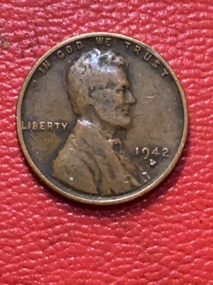 1942 D Lincoln Wheat Cent Error No Ridges the word GOD on reverse side ...