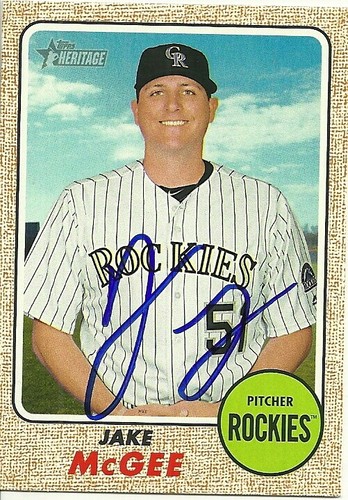 2017 Topps Heritage JAKE MCGEE carte signée autographe RAYS ROCKIES | eBay