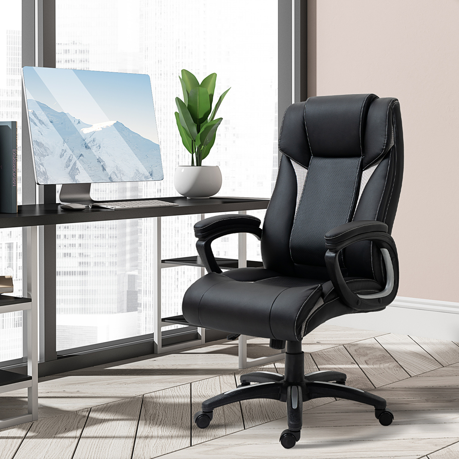 Indoor Moving, Rocking, & Wheeled Office Desk Chair w/ Breathable Mesh ...