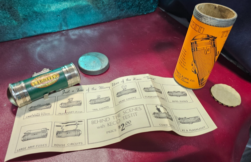 Antique Vintage Flashlight fish eye bulb fuse tester Testit Electrician ...
