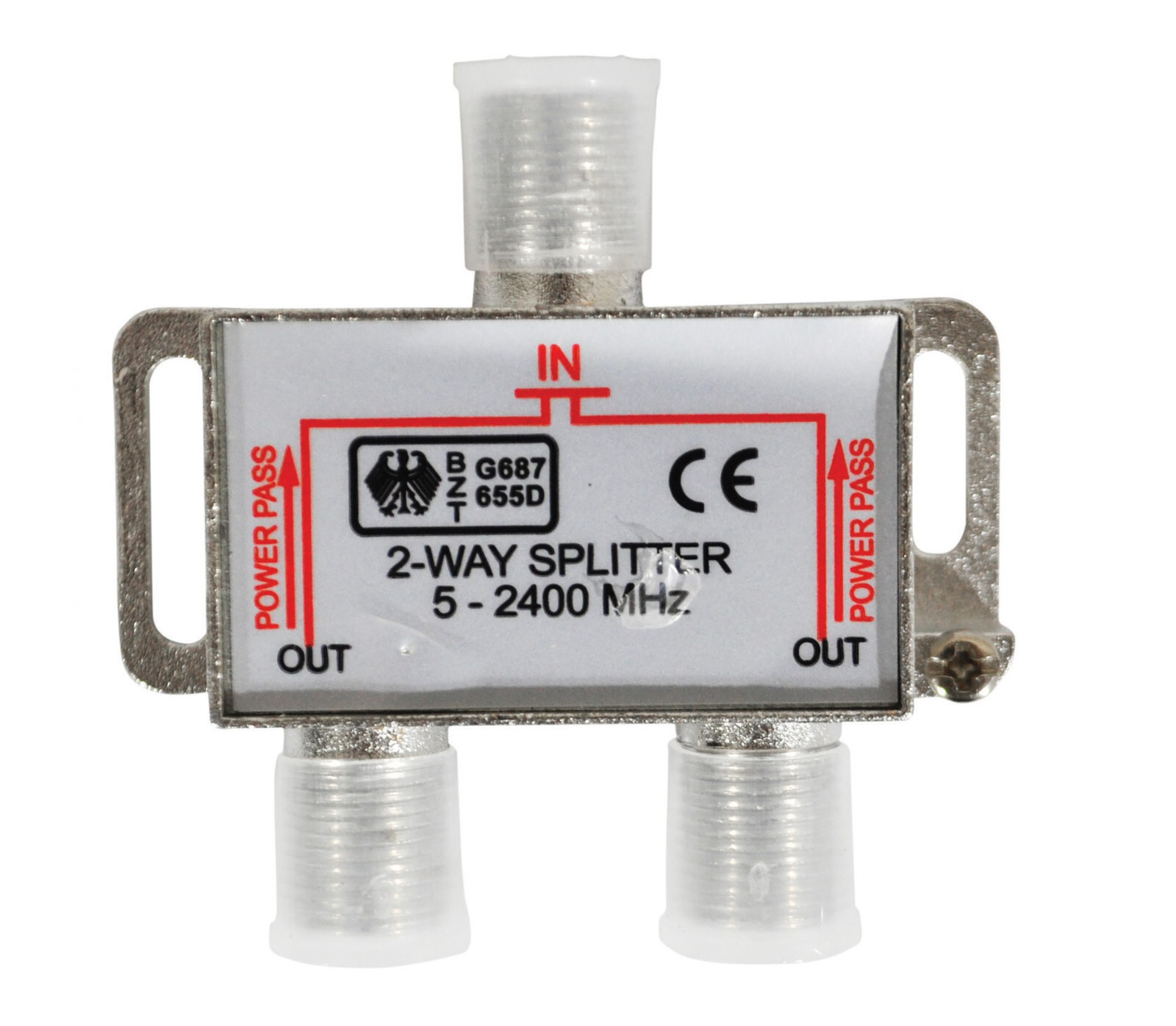 2 Way Y Splitter F Type Screw Connector TV Virgin Cable Sky Satellite ...