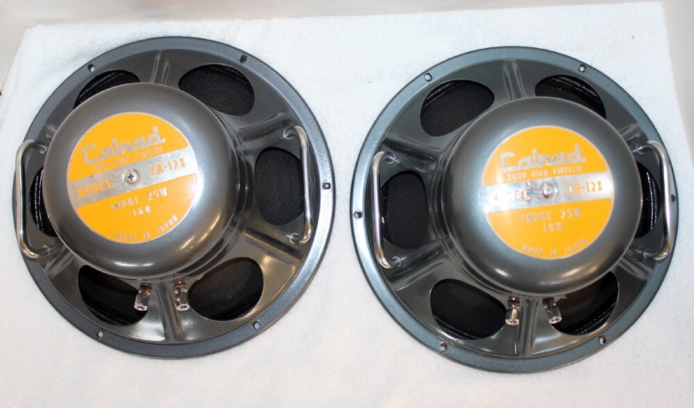 Pair Calrad CR-12x Coaxial 16 Ohm Woofers from Brazilian Wood Cabinets ...
