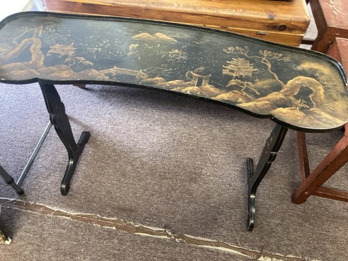 Vintage Sofa Table Table Black Lacquer Painted Japanese | eBay