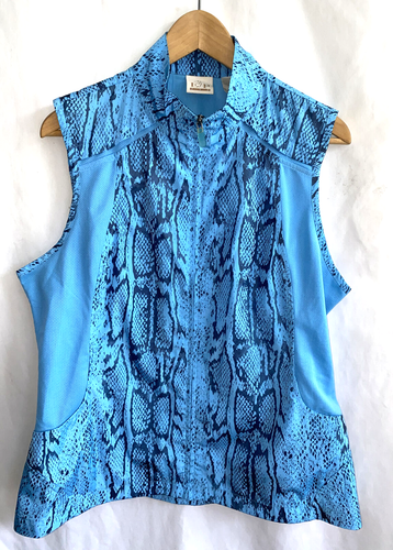 EP PRO Golf Blue Snake Print Sleeveless Zip Up Shell Vest Breathable ...