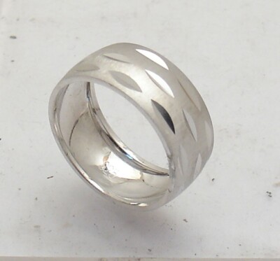 Size 7 Technibond Diamond Cut Satin Band Ring Anti-tarnish Real 925 ...