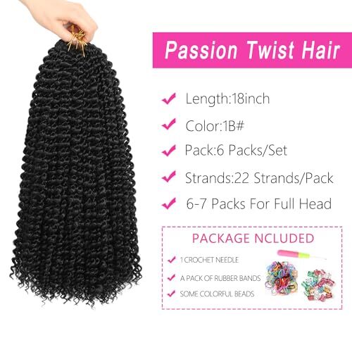 Passion Twist Hair 18 Inch 132 Strands Water Wave 18 Inch (Pack of 6 ...