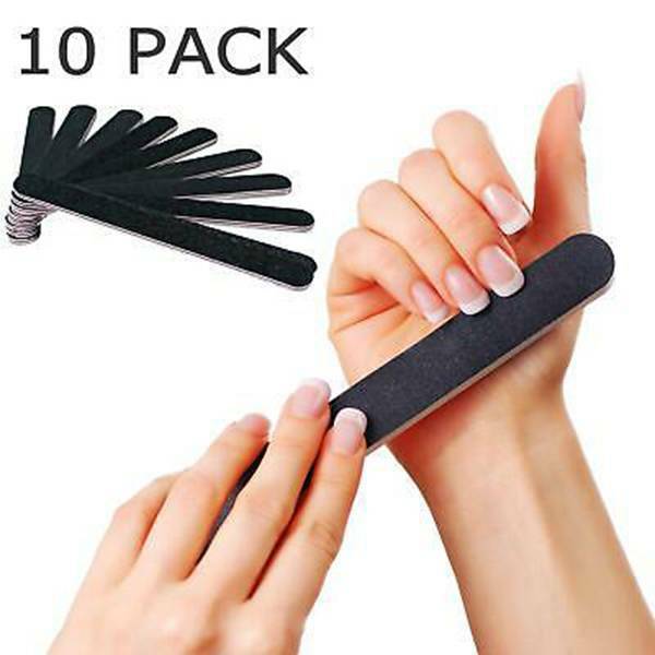 10x Nail Files Double Sided 100/180 Grit File Emery Board Straight Set ...