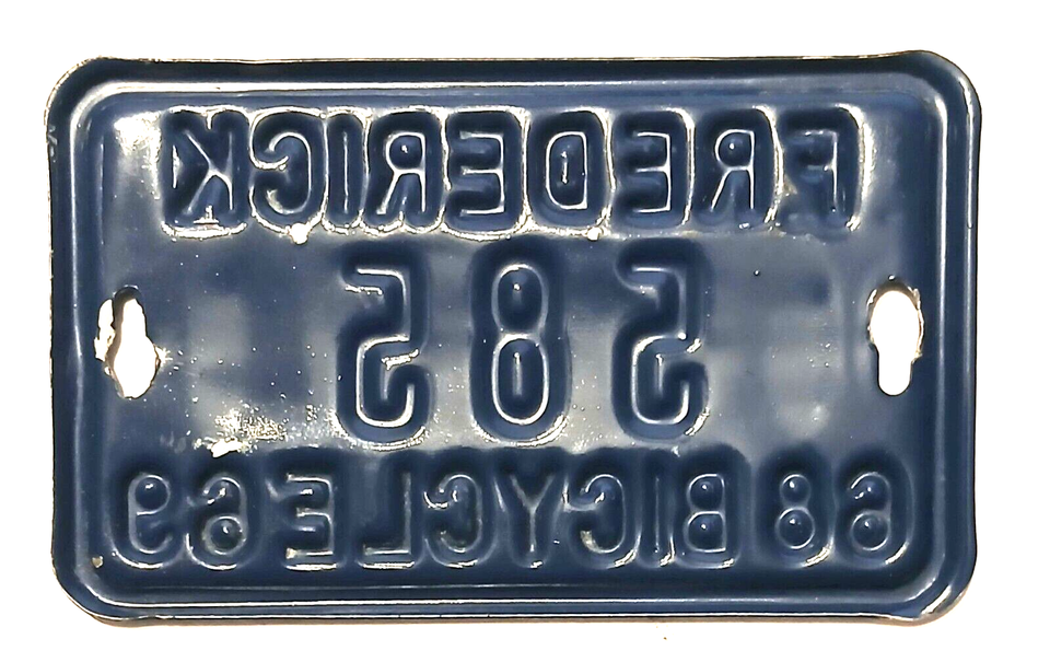 Vintage Bicycle Metal License Plate/Tag - Frederick,Md. 1968 -1969 | eBay