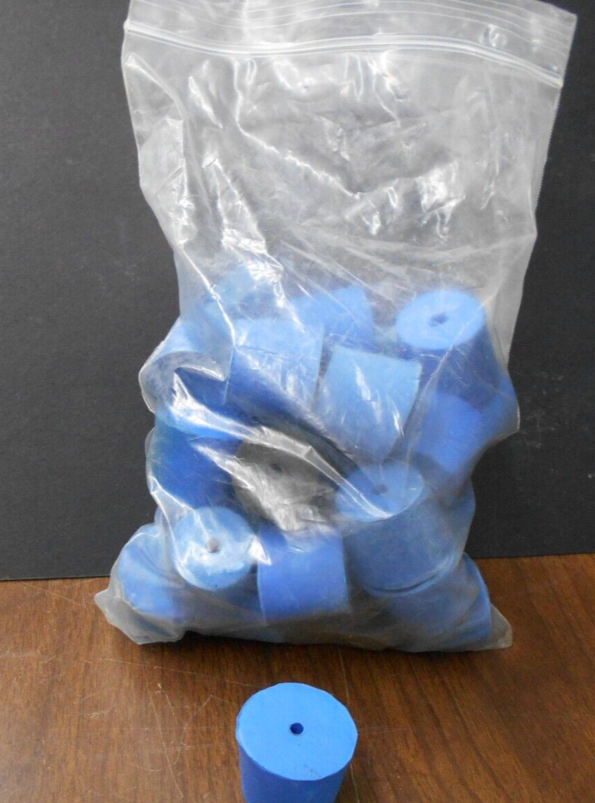 Blue Rubber Test Tube Stopper 25.3mm X 26.5mm X 31.3mm Bag of 30 1 Hole ...