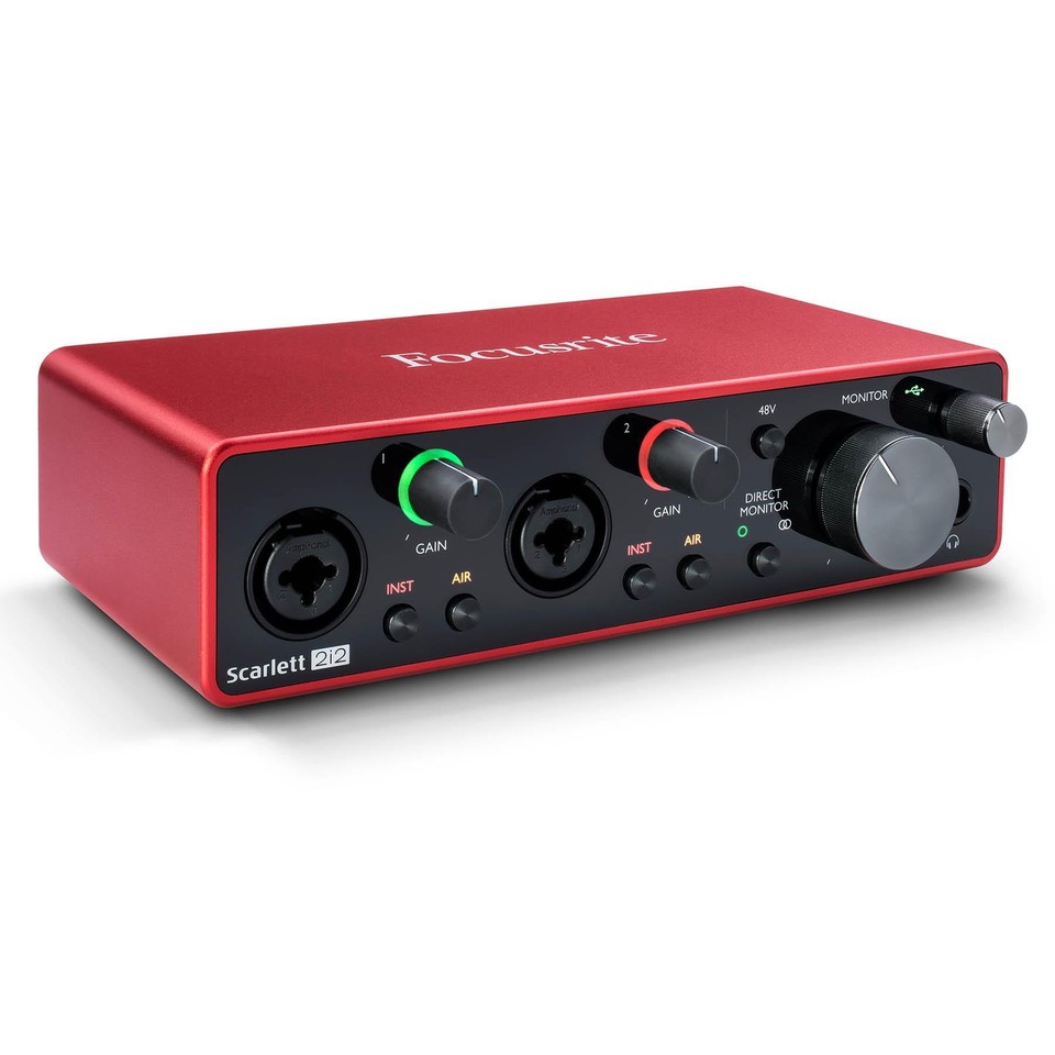Focusrite Scarlett 2i2 3rd Gen USB Interface w/ 2 3-Foot XLR Cables ...