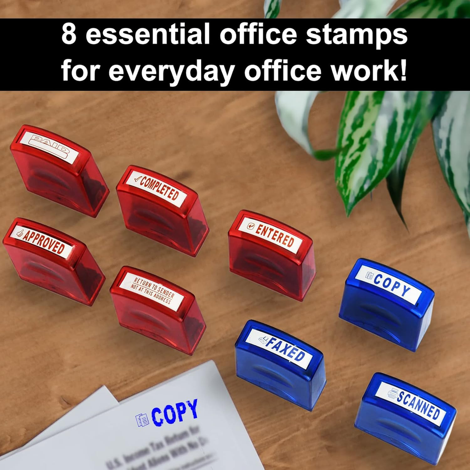 Self Inking Office Stamp Set for Approved Paid Completed Copy Faxed ...