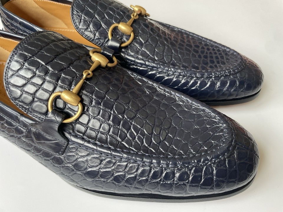 GUCCI Mens Genuine Alligator Jordaan Horsebit Loafers Size 8G, US 8.5 ...