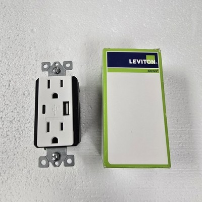 Leviton USB Type A & C In-Wall Charger Tamper Resistant Outlet in White ...