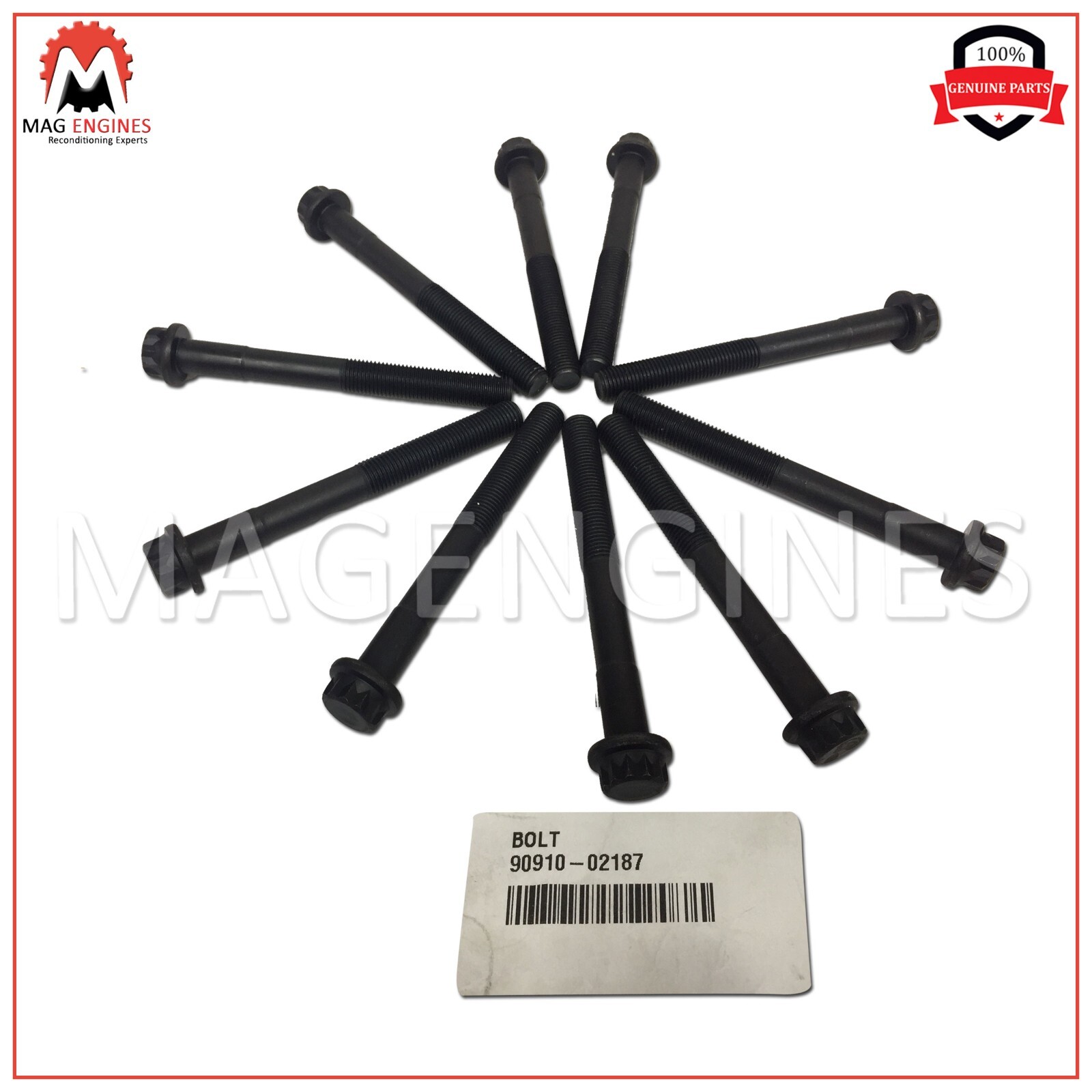 90910-02187 GENUINE OEM CYLINDER HEAD BOLT SET TOYOTA 1TR-FE 2TR-FE ...