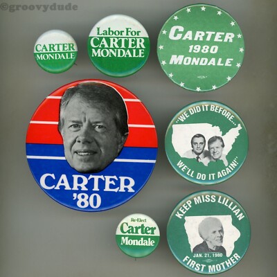1980 President Carter Mondale Lillian First Mother Labor Pin Pinback ...