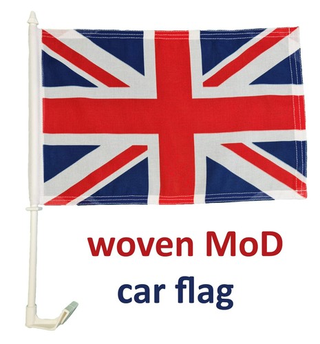 UK car flag 18x12 MoD woven Union Jack stick premium inches dye ...
