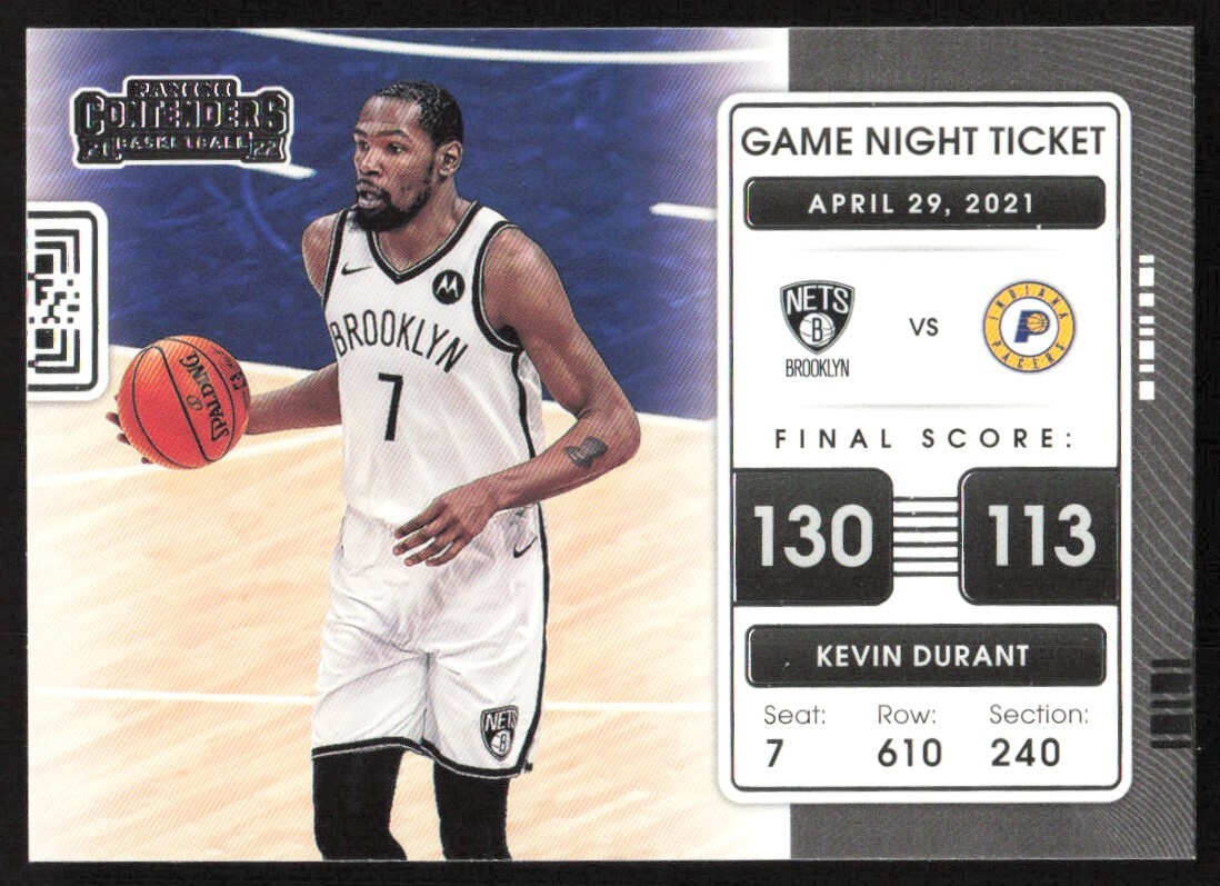 2021-22 Panini Contenders Game Night Ticket Kevin Durant #13 Brooklyn ...