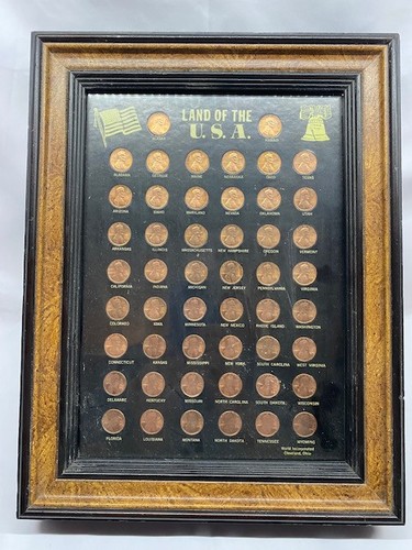 1976 Land Of The USA 50 States Lincoln Pennies Framed Complete Set UN ...