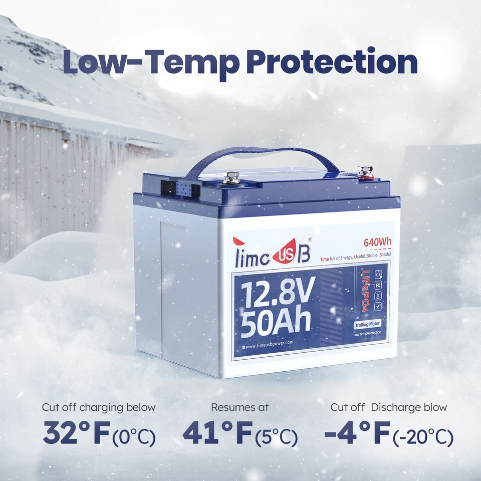 2/3/4 Pack 12V 50Ah LiFePO4 Lithium Battery with Low-Temp Protection ...