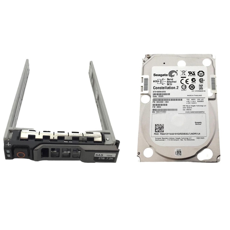 Dell Seagate 2.5in SFF 1TB 6Gbps SAS Drive HDD w/ Dell R720 R630 Caddy ...
