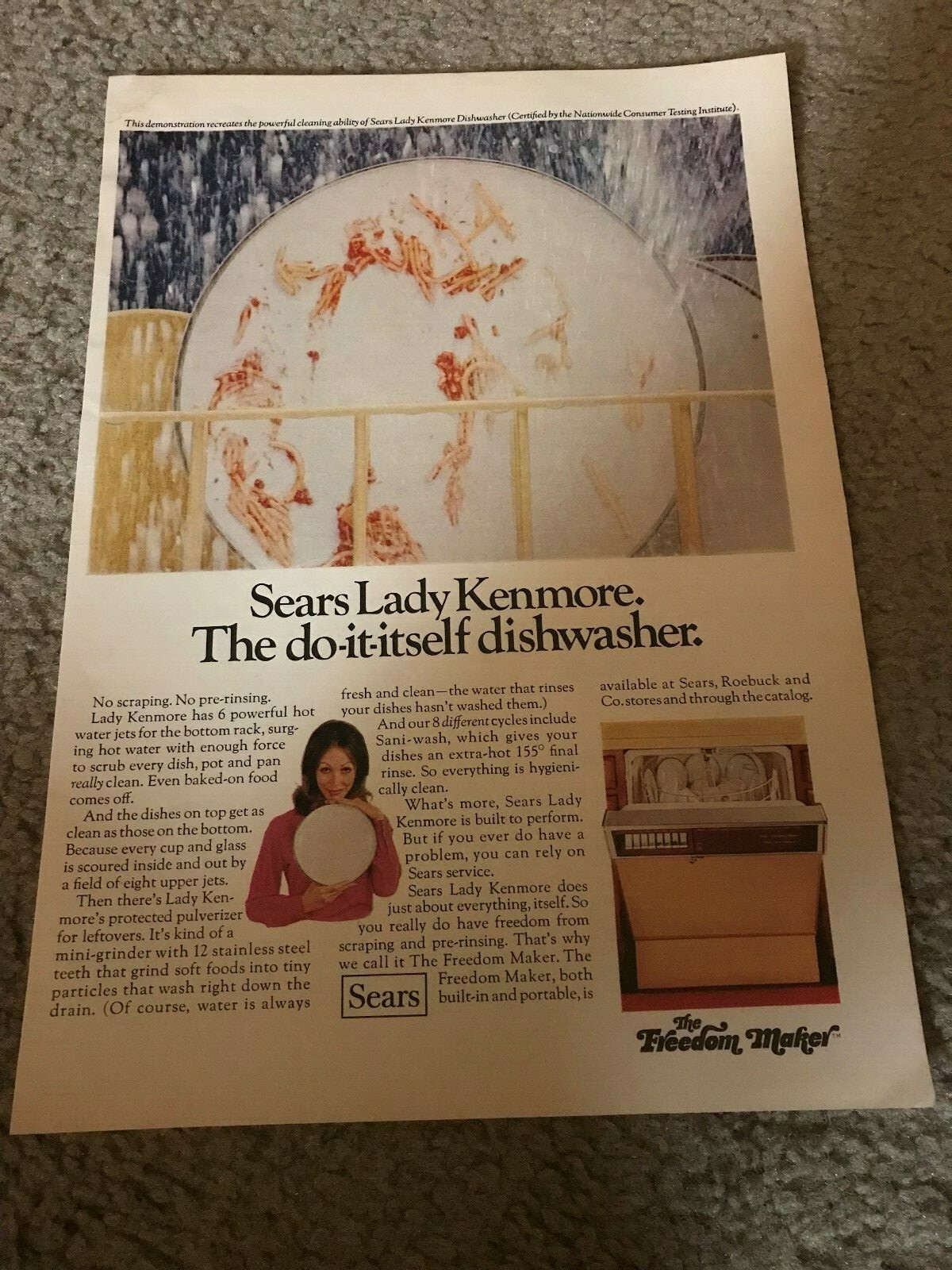 Vintage 1973 SEARS LADY KENMORE DISHWASHER Print Ad 1970s RARE | eBay