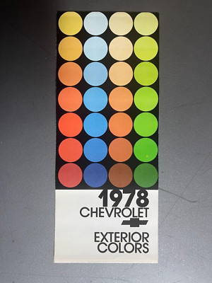 1978 Chevrolet Exterior Color Chart Showroom Sales Folder, Brochure ...
