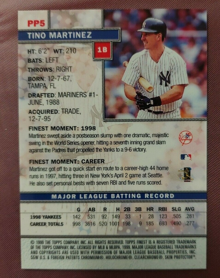 1999 TOPPS FINEST. TINO MARTINEZ. PRE PRODUCTION CARD #PP5 | eBay