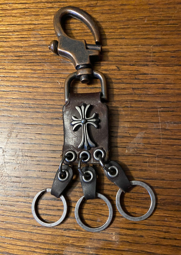 Key chain Bottle Opener, Leather Keychain w/Cross | eBay