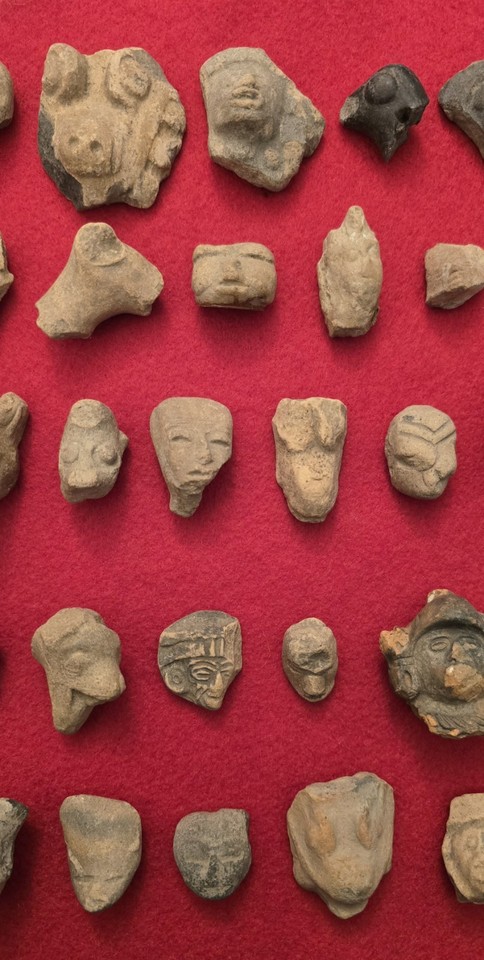 Collection of 50 Pre-Columbian Ancient Artifacts - Mayan Clay Faces ...
