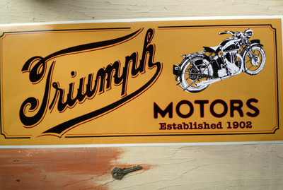 TRIUMPH MOTORS 1902 Motorcycles SALES & SERVICE Workshop Garage Sign ...