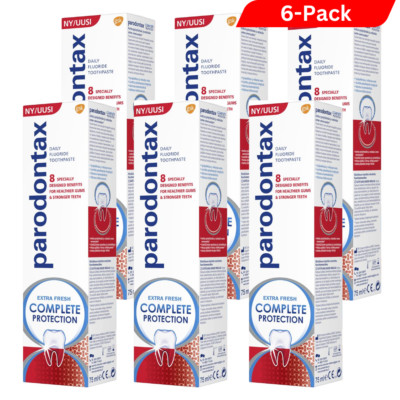 6 x Parodontax COMPLETE PROTECTION Toothpaste Stop BLEEDING GUMS 75 ml ...