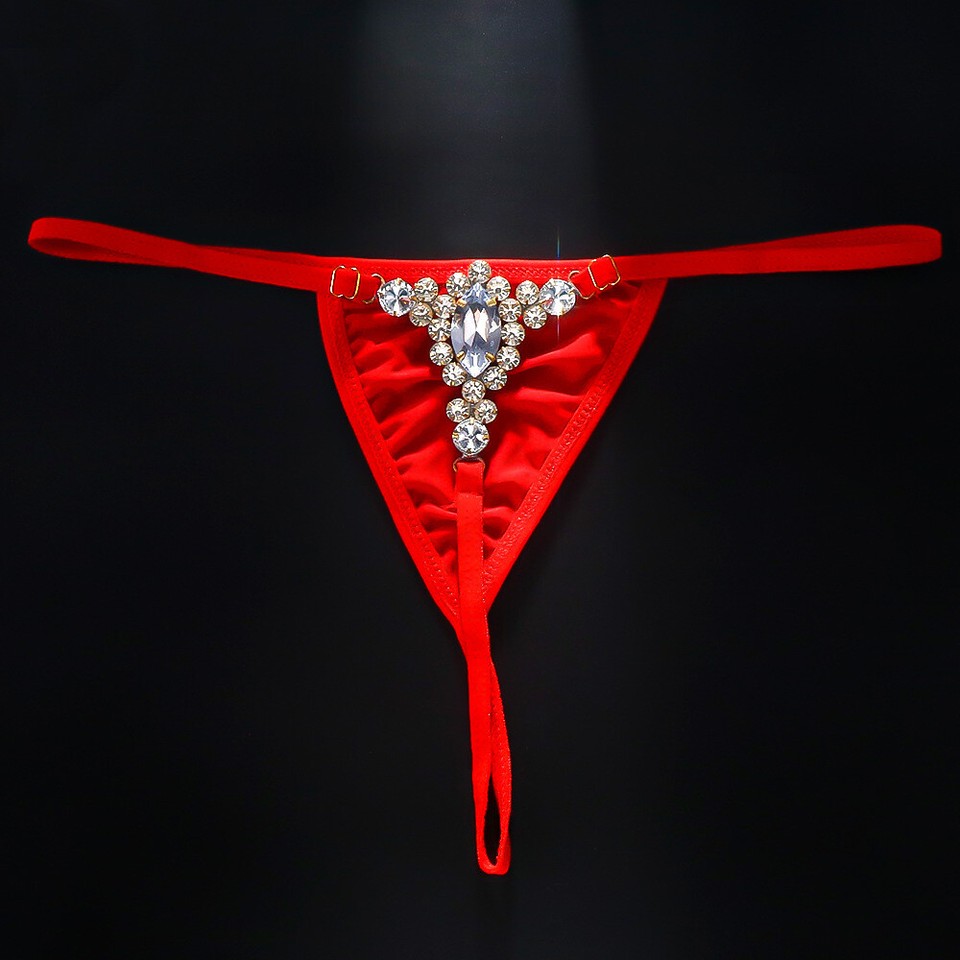 Women Thong Pants Rhinestone Floral G-strings Body chain Beach ...