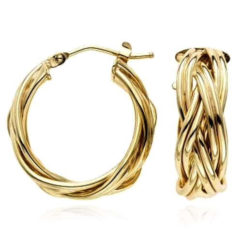 14K Gold 6mm Wide Braided Hoop Earrings 14mm | eBay