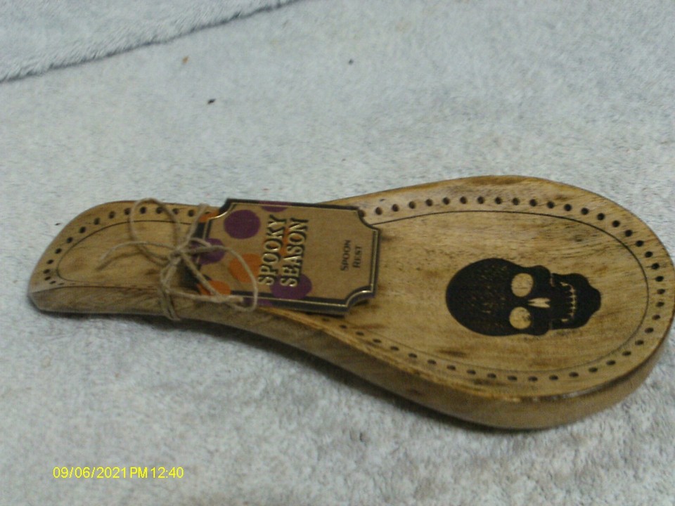 Wooden Skull Spoon Rest New By Spooky Season | eBay