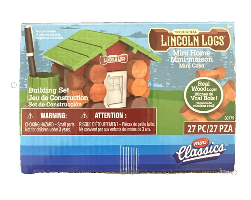 Original Lincoln Logs Mini Home 27 PC Building Set Mini Classics Real ...