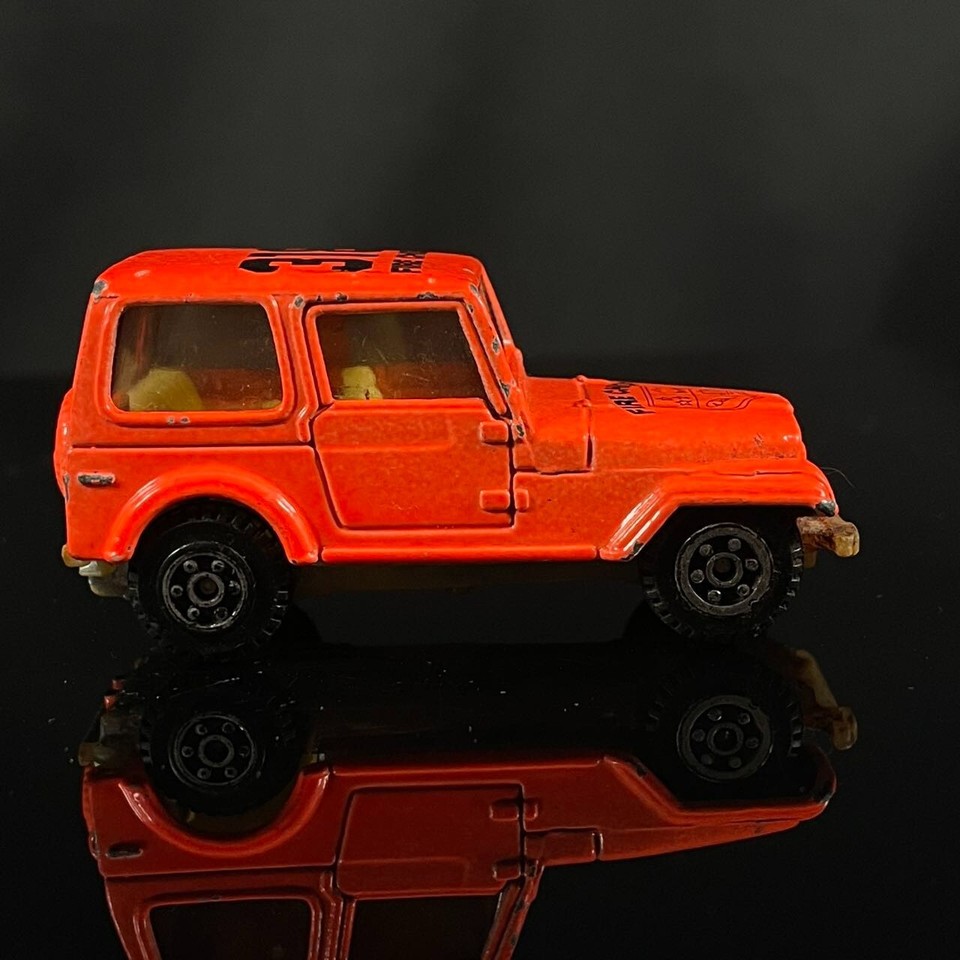 Yat Ming FIRE CHIEF #318 Diecast Orange JEEP COMMANDO Toy Car 1/64 GOOD ...