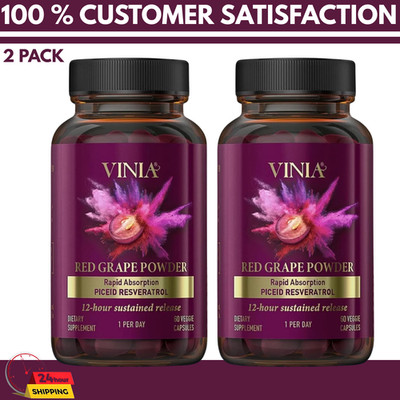 Vinia Red Grape Powder Rapid Absorbtion Piceid Resveratrol 60 Veggie ...