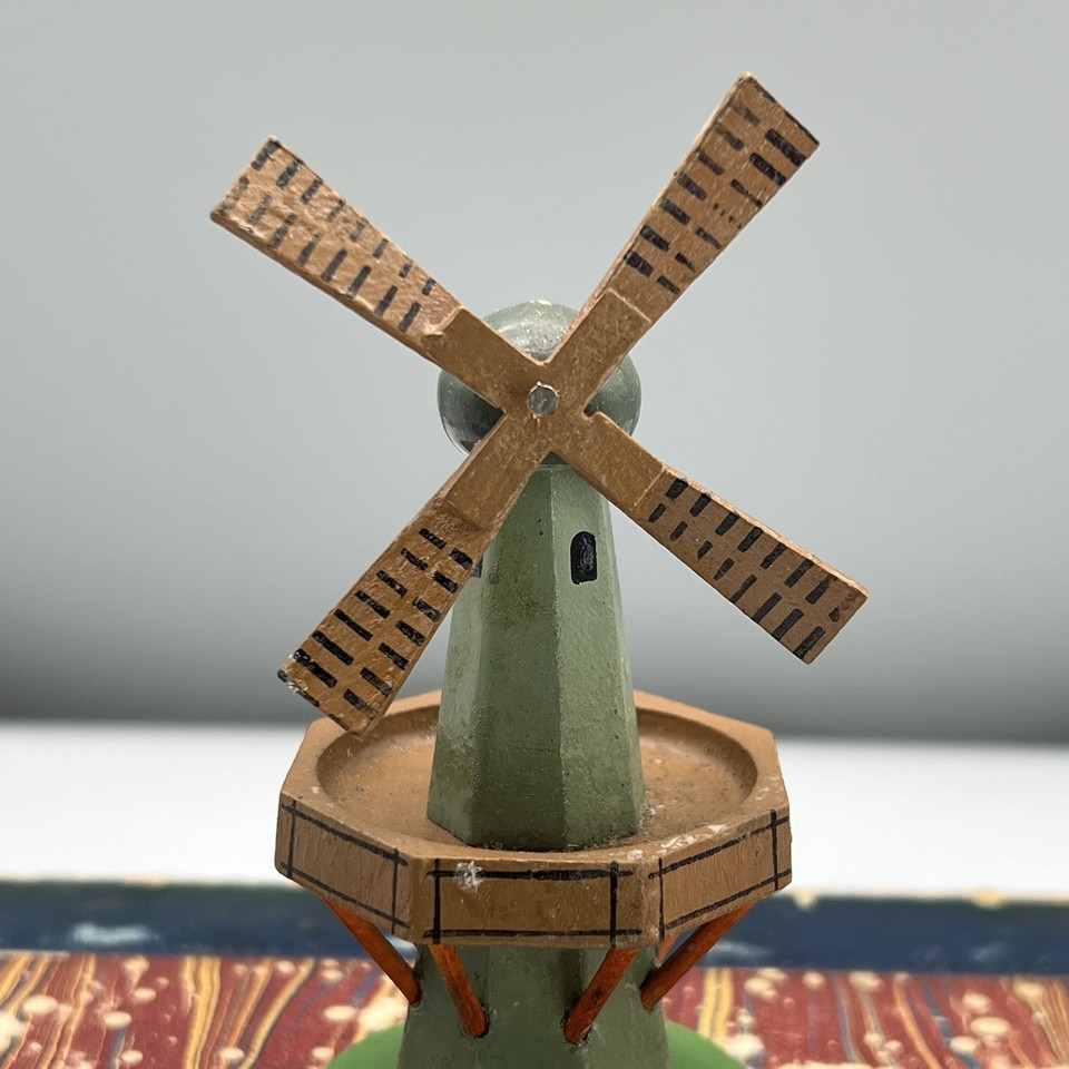 GERMAN Lighthouse Windmill Bird Bath MINIATURE PUTZ CHRISTMAS VILLAGE ...
