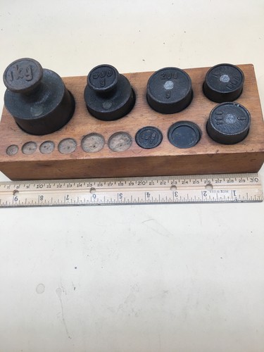 VINTAGE ANTIQUE SET OF 7 KITCHEN SCALE WEIGHTS | eBay