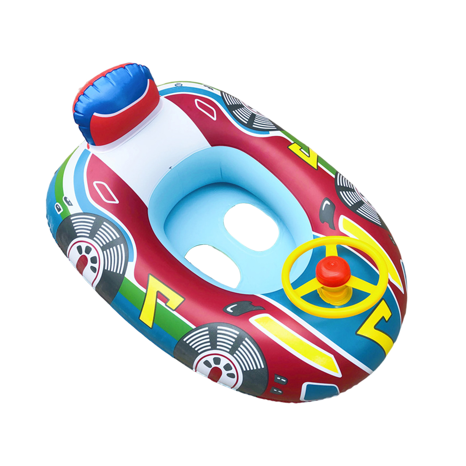 Horn Boat Anti-Tip Inflatable Trainer Baby Swimming Ring Steering Wheel ...