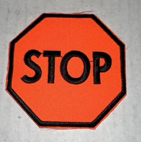 STOP Orange Stop Sign No Checking Octagon Embroidered Iron On Patch ...