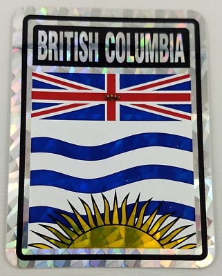 British Columbia BC Flag Metallic Bumper Sticker Decal Prismic 4 x 3 ...