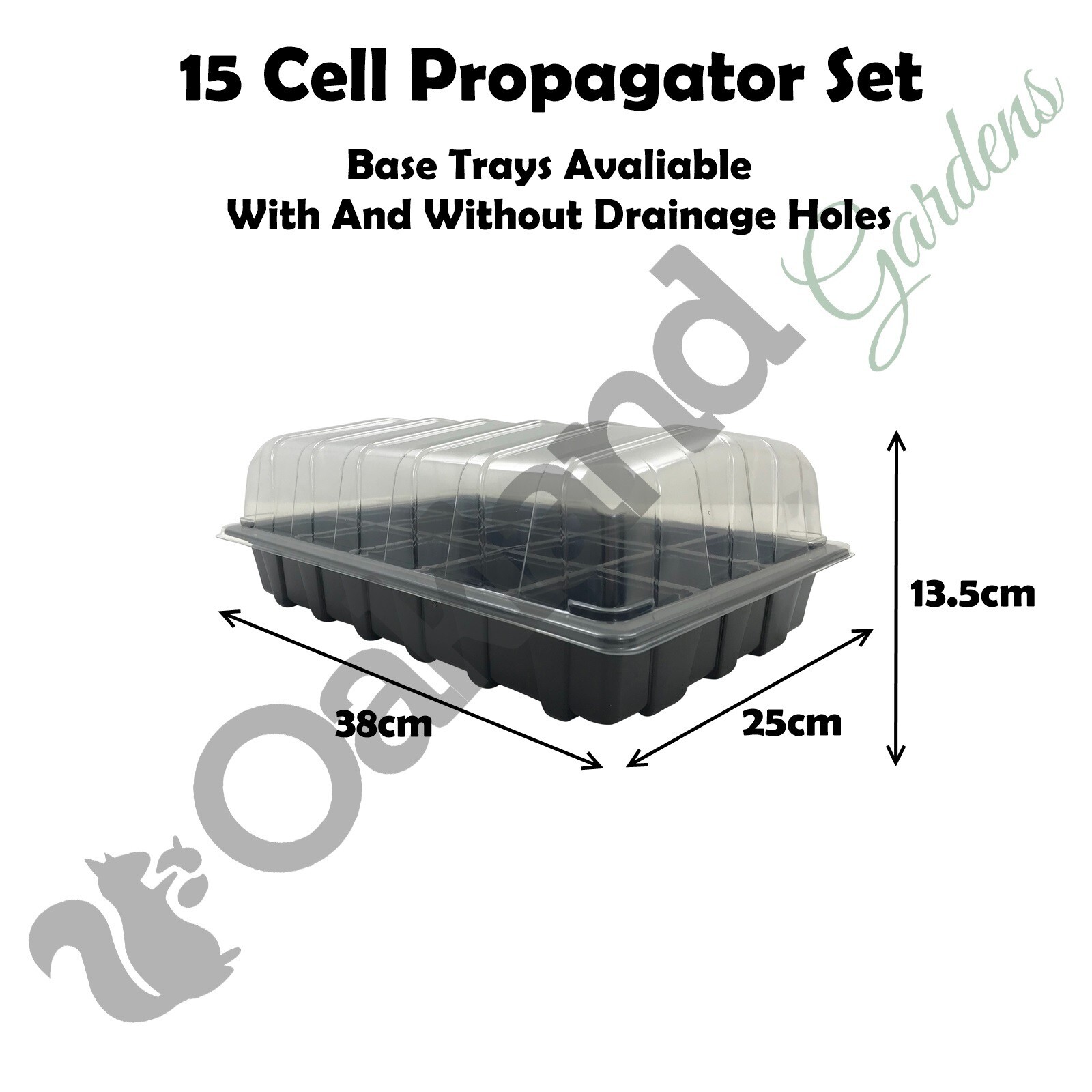Propagator Set x 5 Lid , Seed Tray NO HOLES, 15 Cell Inserts Full Size ...