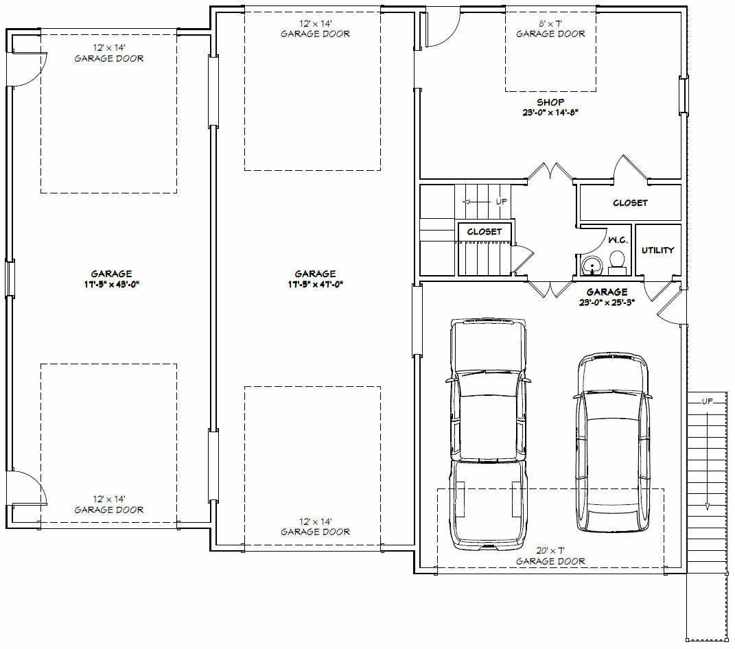 60x50 Apartment with 2-Car 2-RV Garage - PDF FloorPlan - 1,648 sqft ...