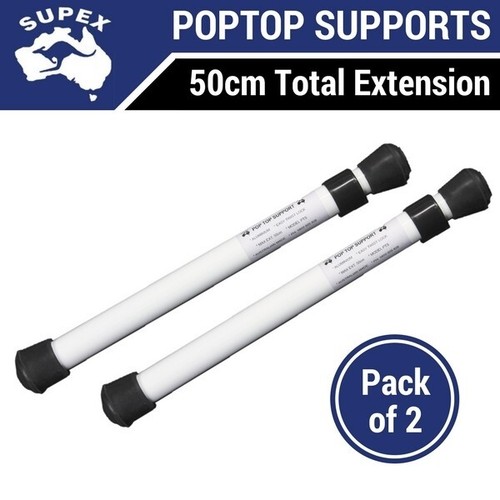 2x Pop Top Support Poles for Poptop Caravan Roof - 50cm White Extension ...