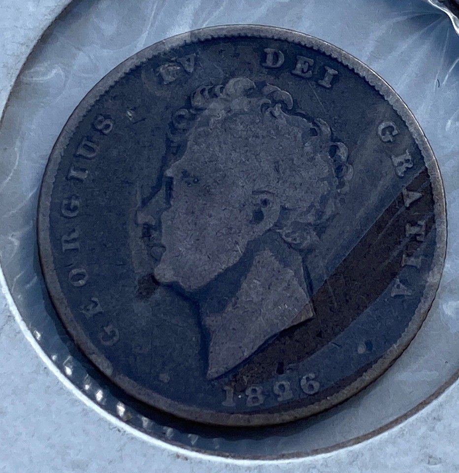Antique 1826 1 Silver Schilling UK Coin King George IV Georgius Dei ...
