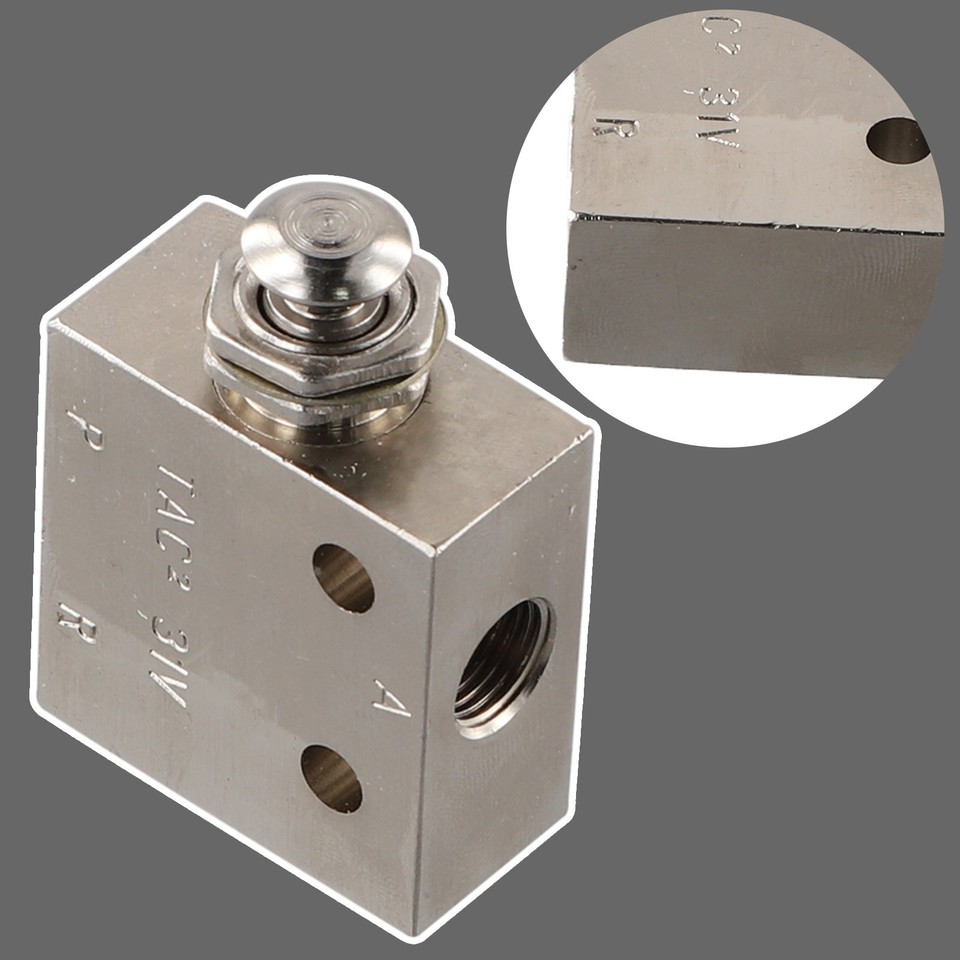 1* 2 Position 3 Way Mechanical Push Button Air Pneumatic Valve TAC2-31V ...