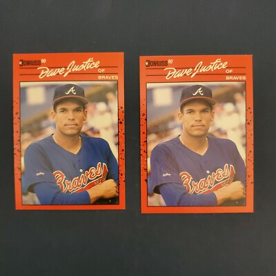 DAVE JUSTICE - 1990 DONRUSS BASEBALL CARDS (ERROR & CORRECTED) #704 ...